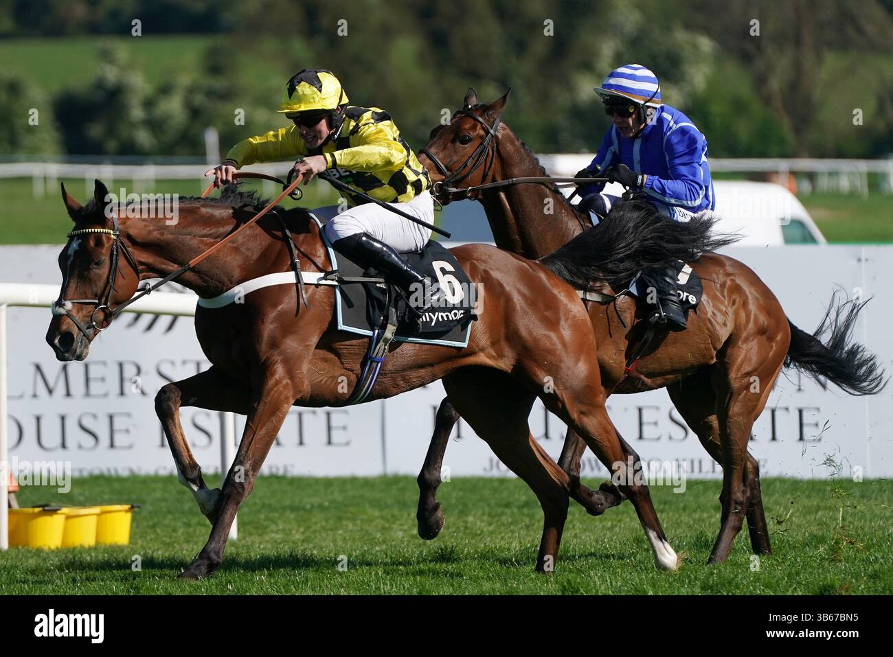 Lulamba ridden by James Bowen (left) on their way to winning the ...