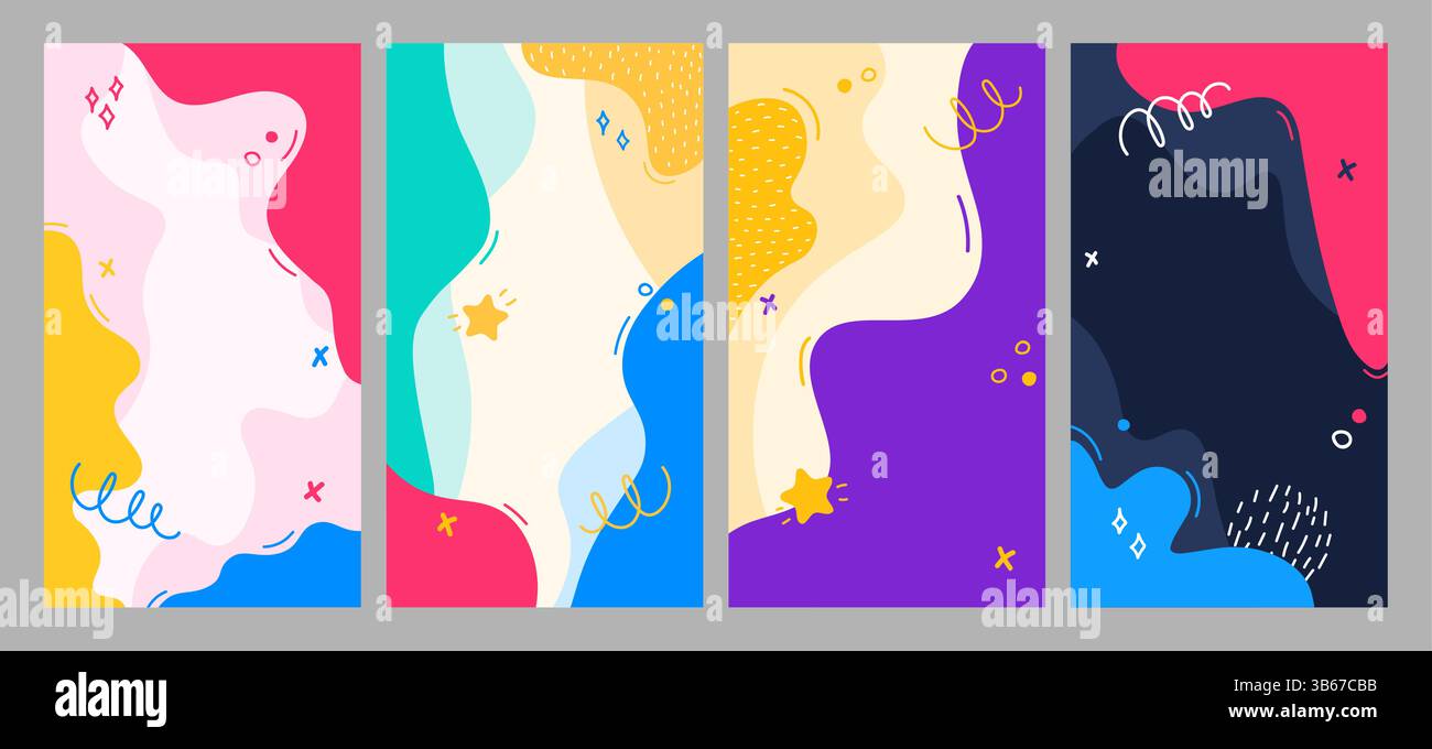 Vector illustration. Colorful childish background. Hand drawn memphis ...