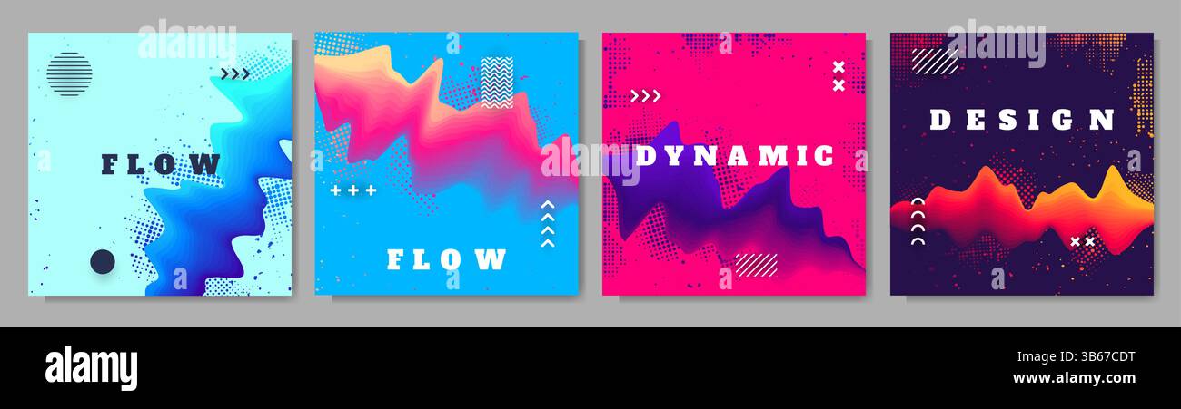 Vector illustration. Modern art graphic. Dynamic bright flow elements ...