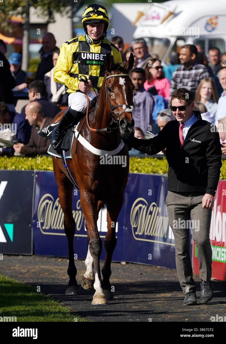 James Bowen aboard Lulamba after winning the Ballymore Champion Four ...