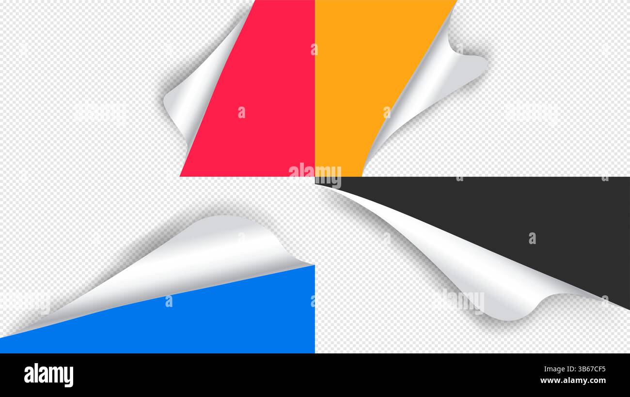 Vector illustration. Realistic curled glossy paper with rounded corners ...