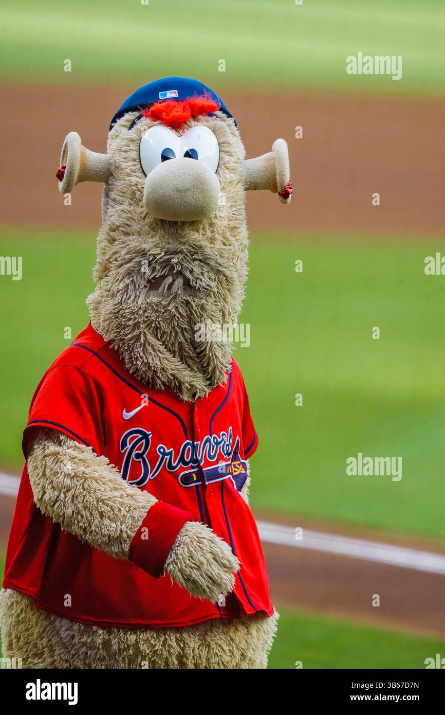 Cumberland, Ga, USA. 2nd May, 2025. Atlanta Braves mascot, Blooper ...