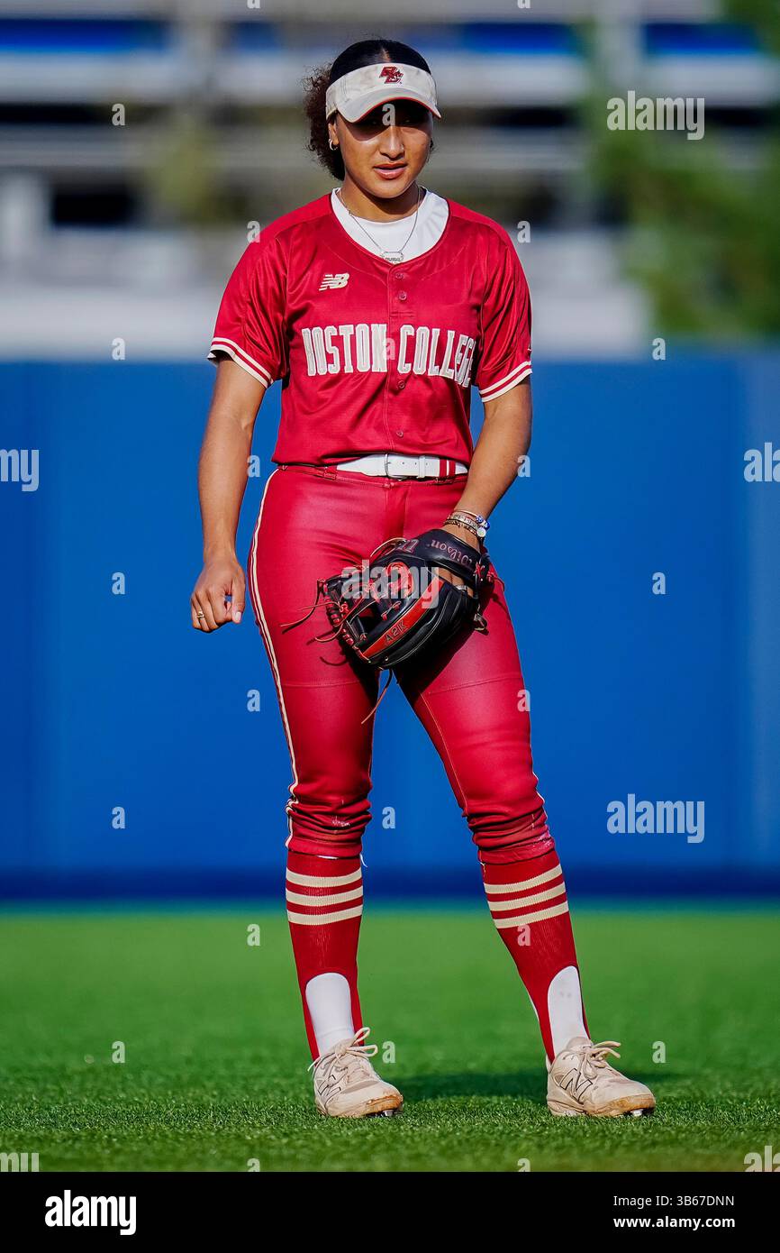 Boston College Eagles second baseman Emma Jackson (42) warms up before ...