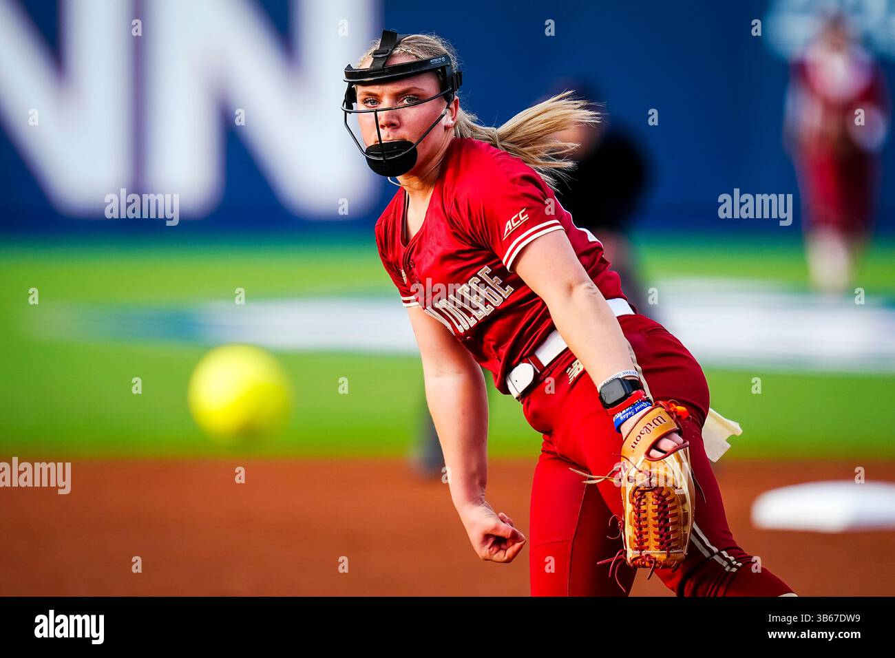 Boston College Eagles pitcher Kelly Colleran (13) pitches during an ...