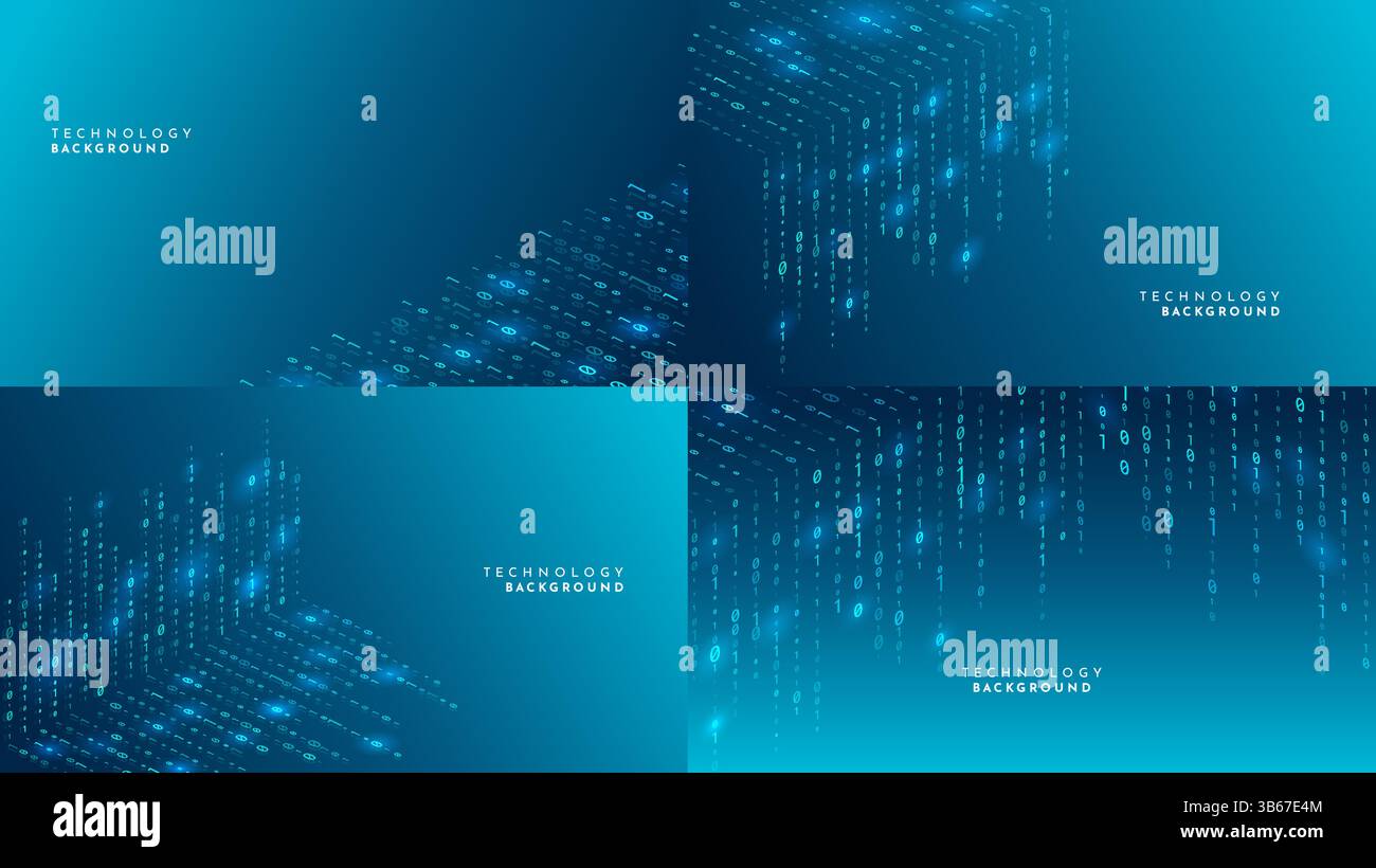 Vector illustration. Futuristic digital background with glowing binary code. Abstract tech ...