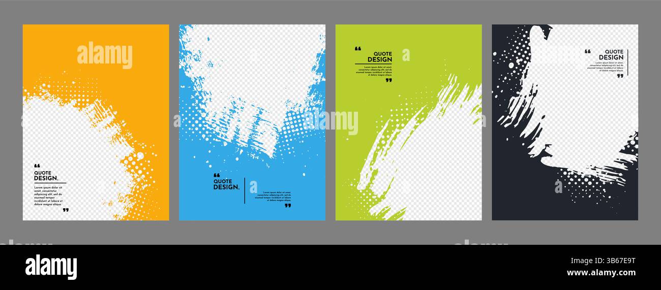 Vector illustration. Hand drawn abstract color frame set. Ink brush ...