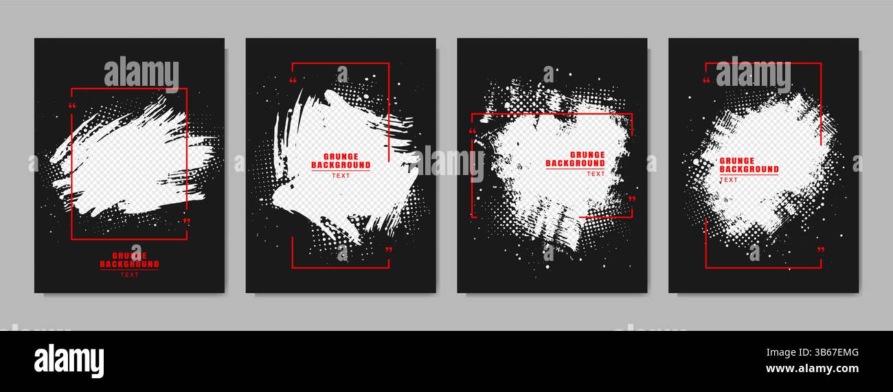 Vector illustration. Hand drawn abstract black frame set. Ink brush ...