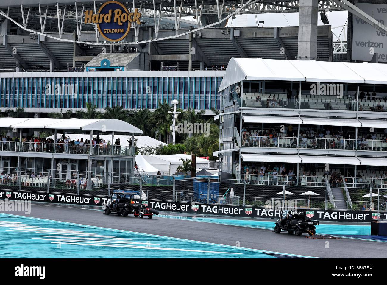 Miami, USA. 03rd May, 2025. Circuit driers are used to try to dry the ...