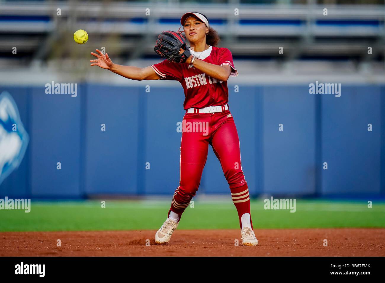 Boston College Eagles second baseman Emma Jackson (42) makes a throw ...