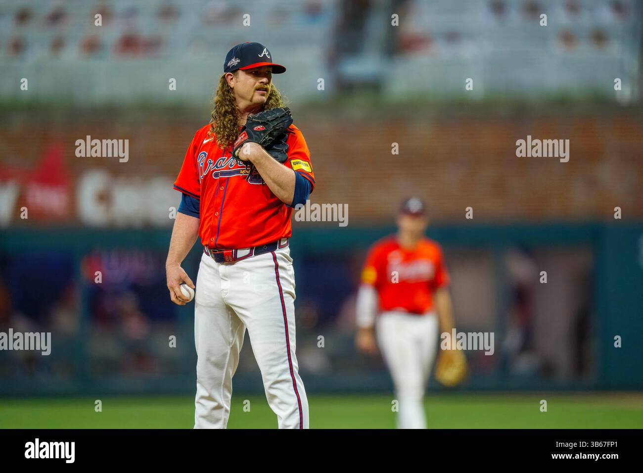 Cumberland, Ga, USA. 2nd May, 2025. Atlanta Braves pitcher GRANT HOLMES ...