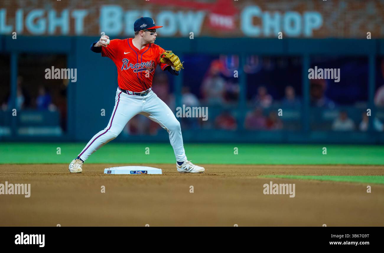 Cumberland, Ga, USA. 2nd May, 2025. Atlanta Braves shortstop NICK ALLEN ...
