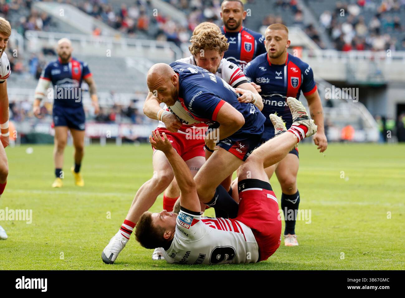 Hull KR's Dean Hadley scoring the opening try during the Betfred Super ...