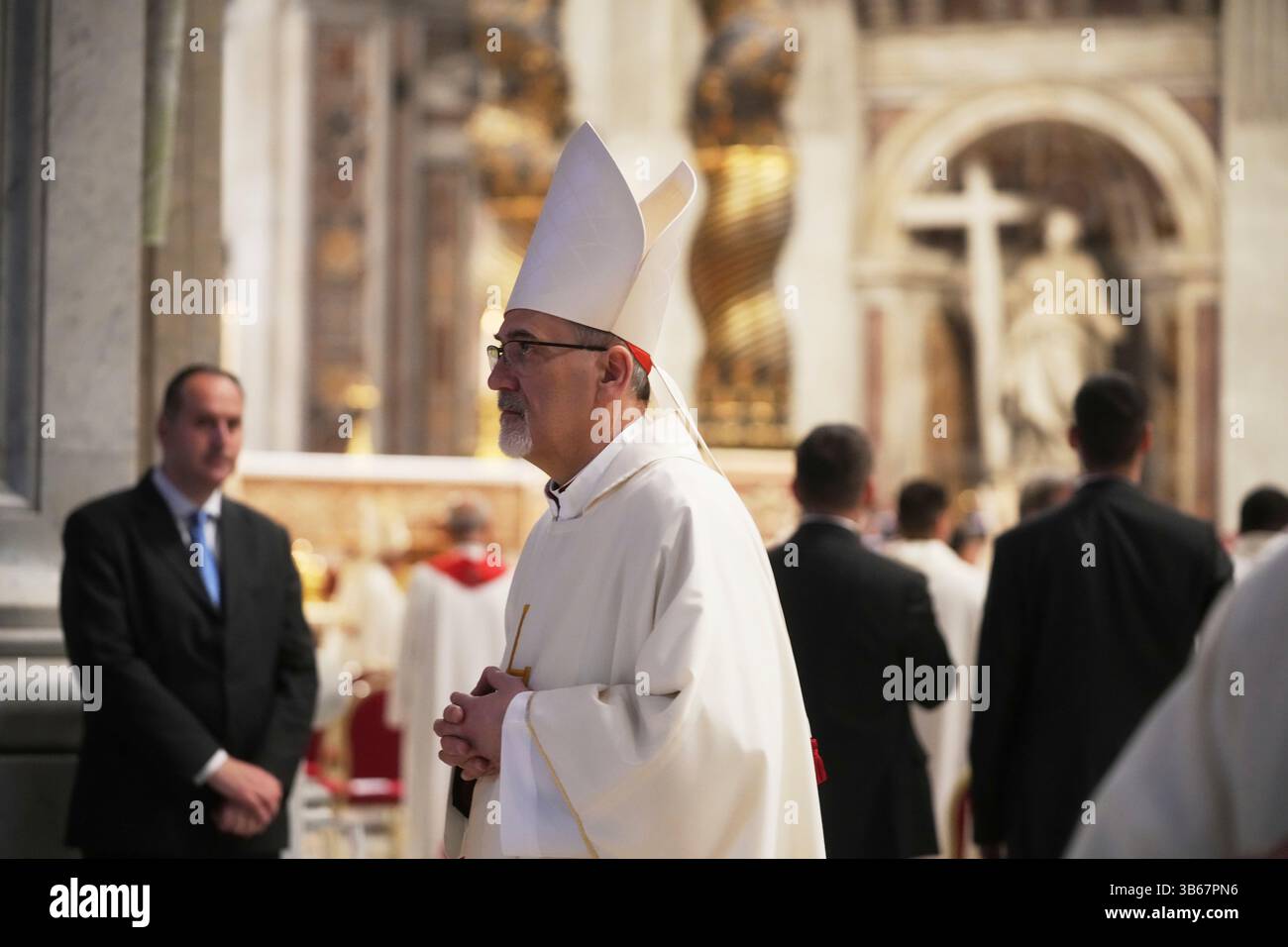 Cardinal Pierbattista Pizzaballa attends a mass on the eight of nine ...