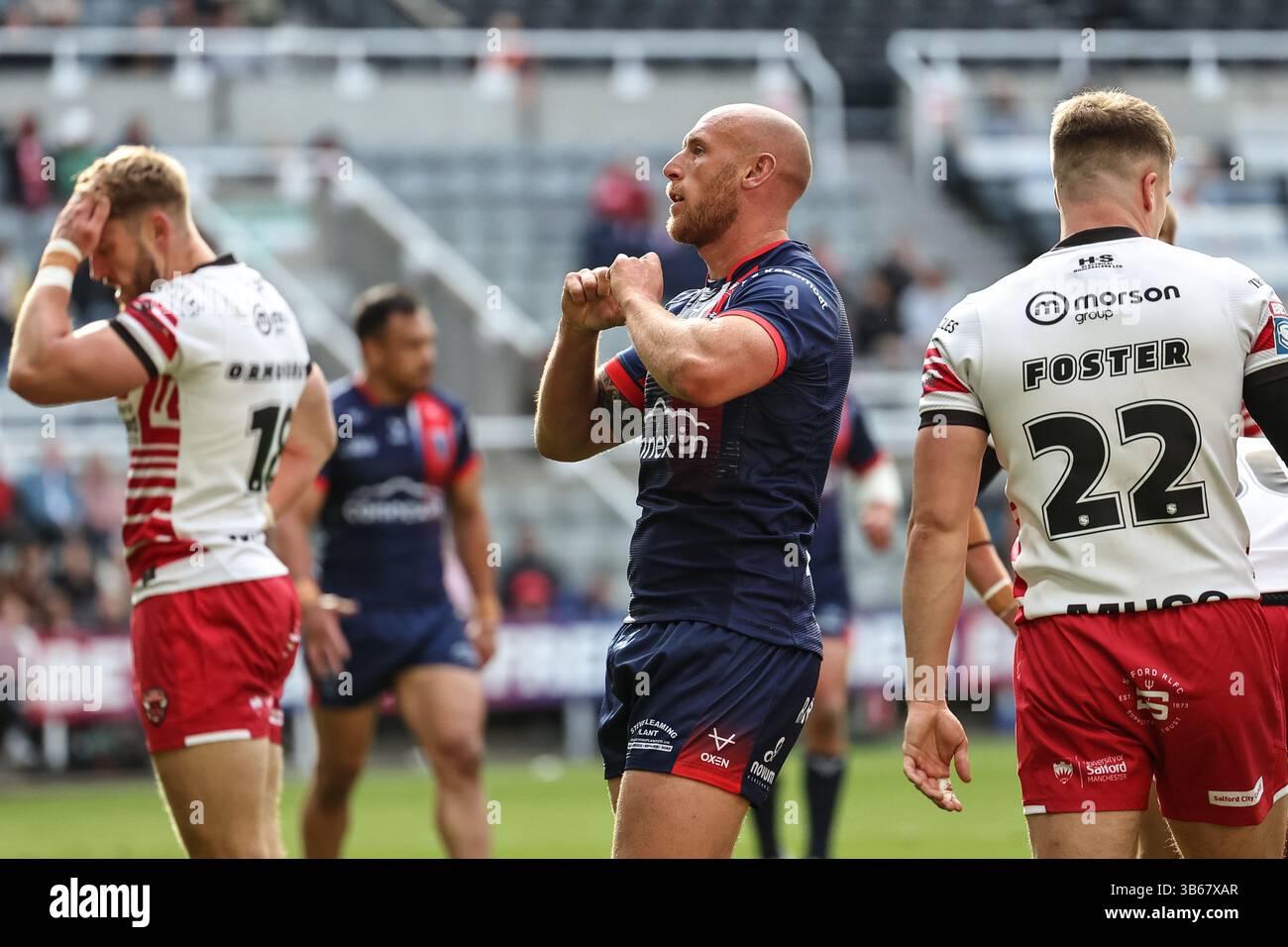 Newcastle, UK. 03rd May, 2025. Dean Hadley of Hull KR celebrates his ...