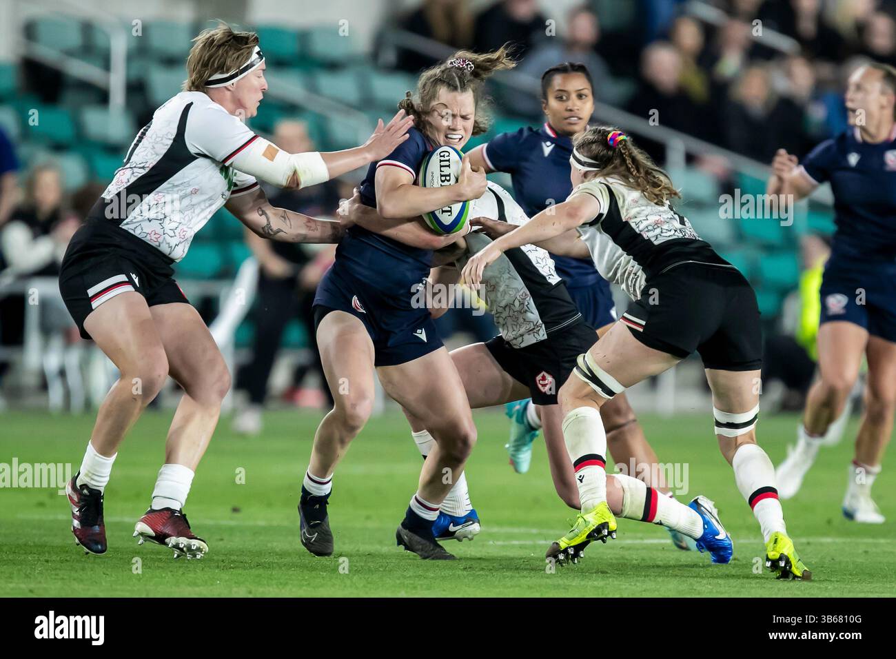 KANSAS CITY, MO - MAY 02: USA's Emily Henrich (14) and to breakthrough ...