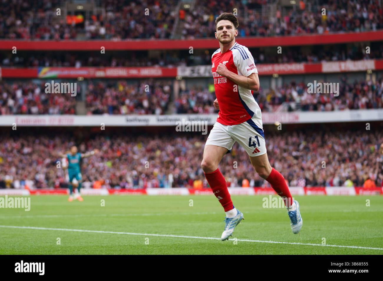 London, UK. 03rd May, 2025. Declan Rice of Arsenal celebrating his goal ...