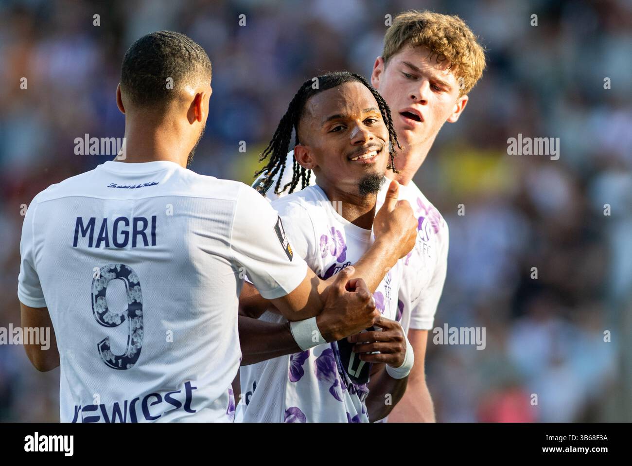 Yann Gboho of Toulouse celebrating during the French championship Ligue ...