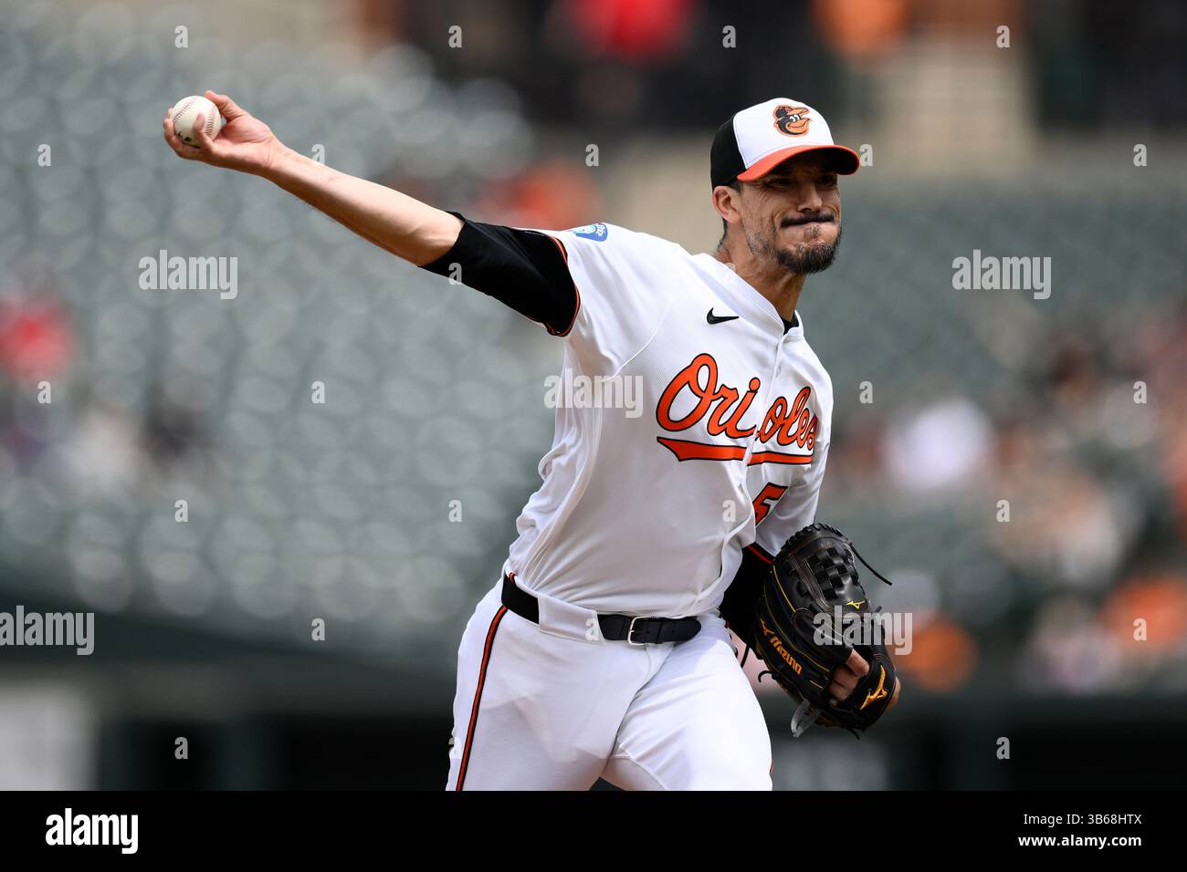 Baltimore Orioles starting pitcher Charlie Morton (50) in action during ...