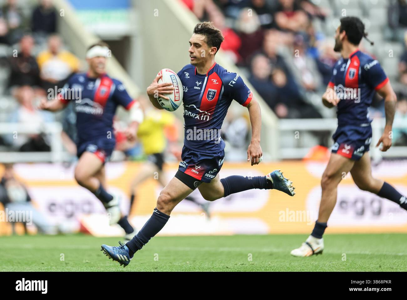 Arthur Mourgue of Hull KR goes over for a try during the Betfred Magic ...