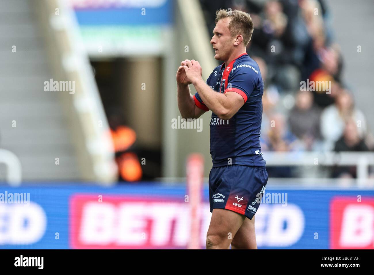 Newcastle, UK. 03rd May, 2025. Jez Litten of Hull KR celebrates his try ...