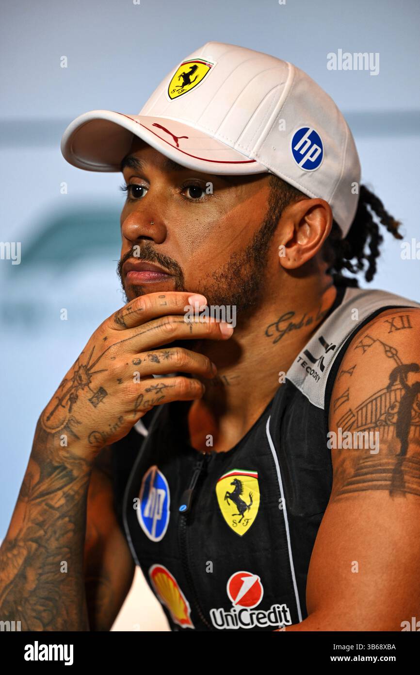 Miami, USA. 03rd May, 2025. Lewis Hamilton (GBR) Ferrari in the post ...