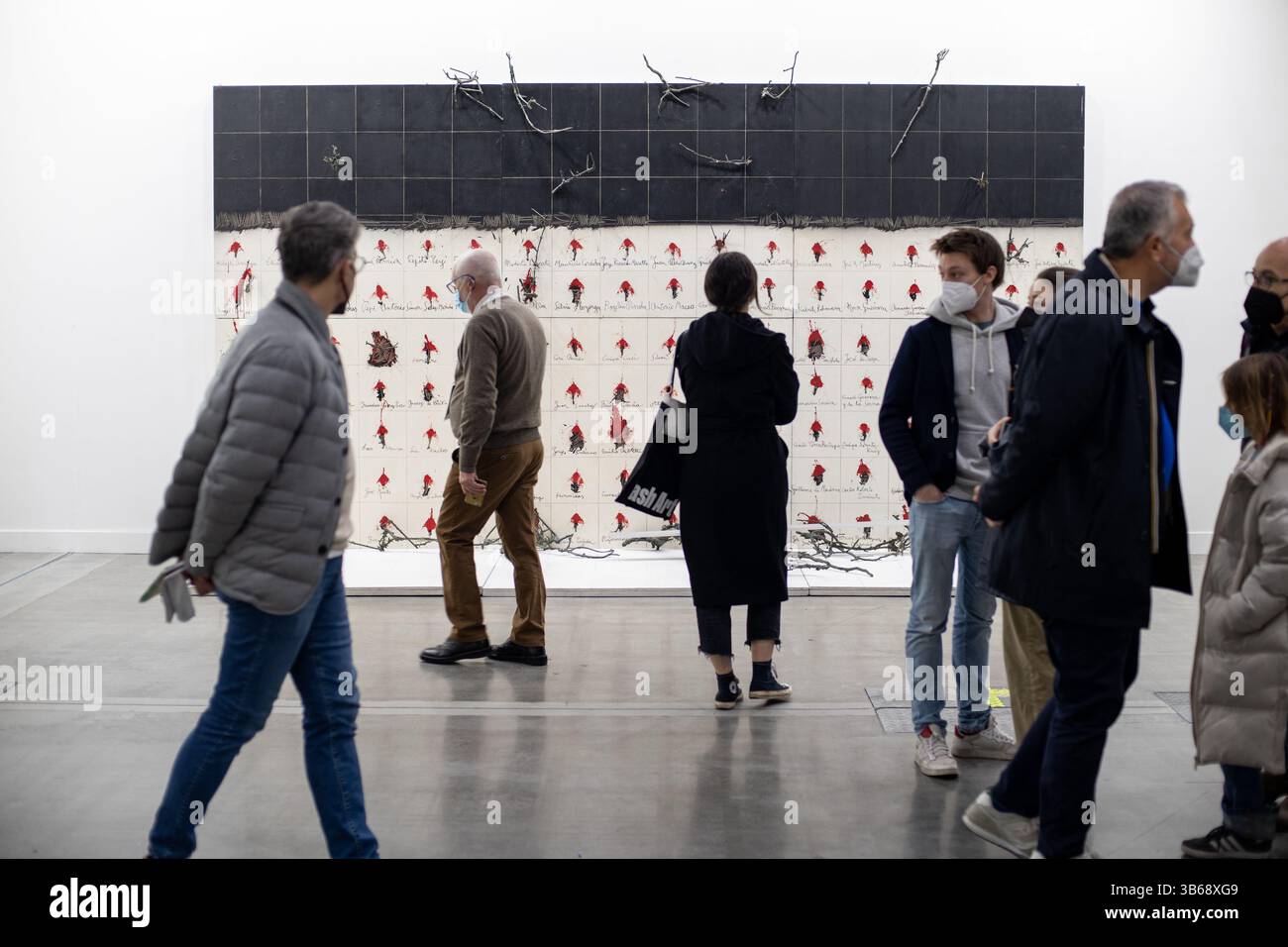 Visitors in the various pavilions of MiArt in Fiera Milano City. Milan ...