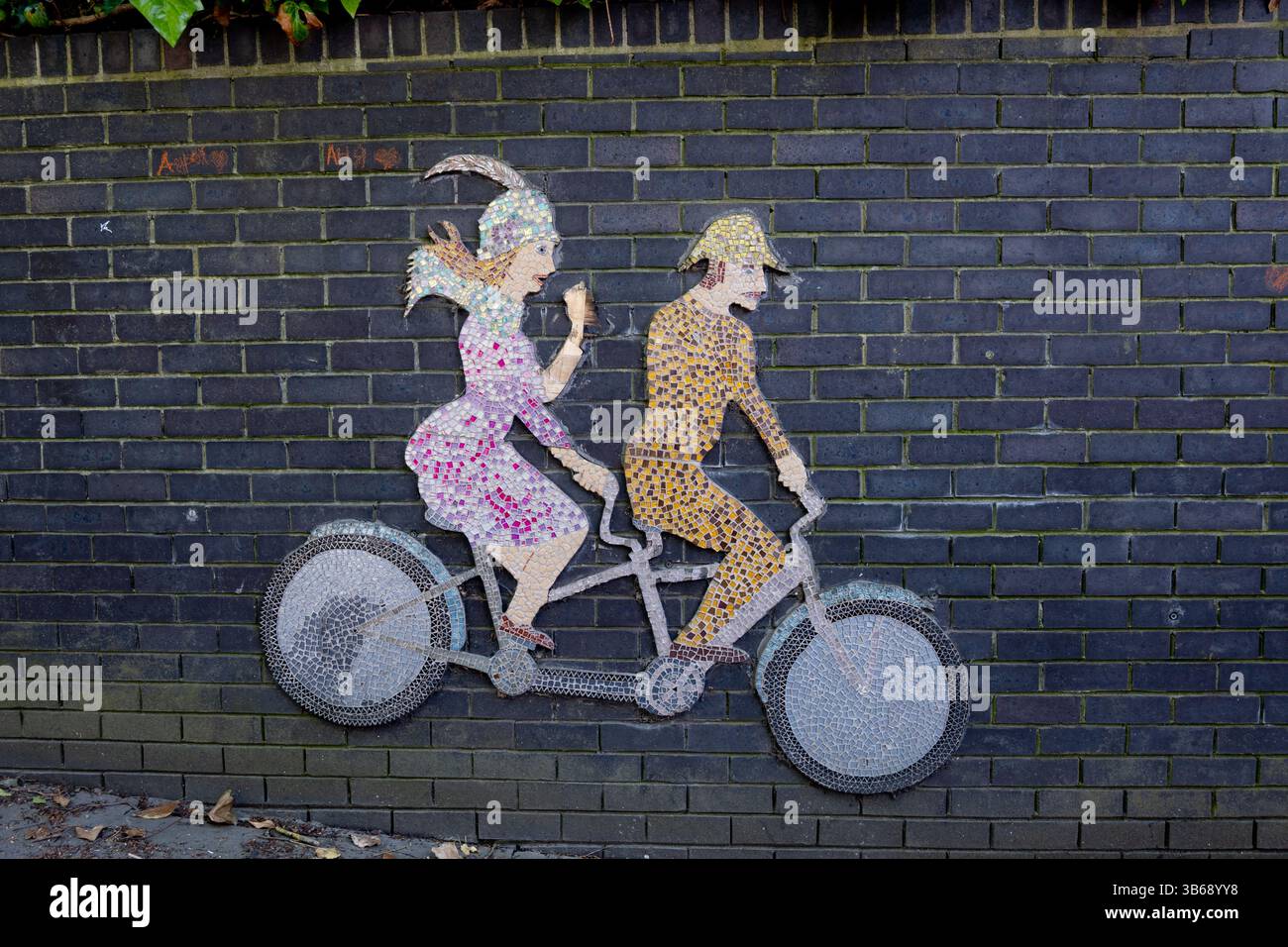 Tandem mosaic, Coventry Ring Road underpass, West Midlands, England, UK ...