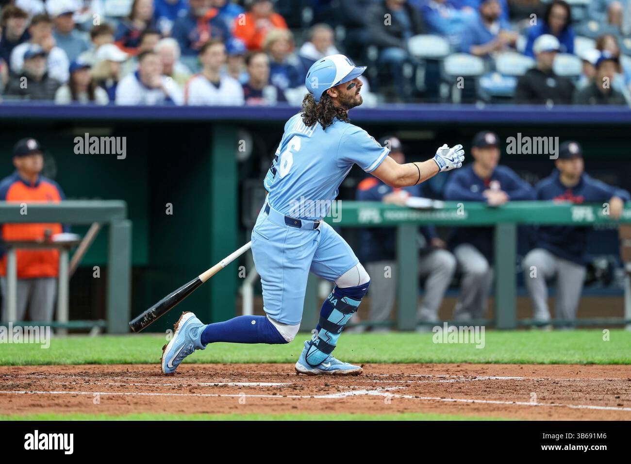 Kansas City, MO, USA. 26th Apr, 2025. Kansas City Royals third baseman ...