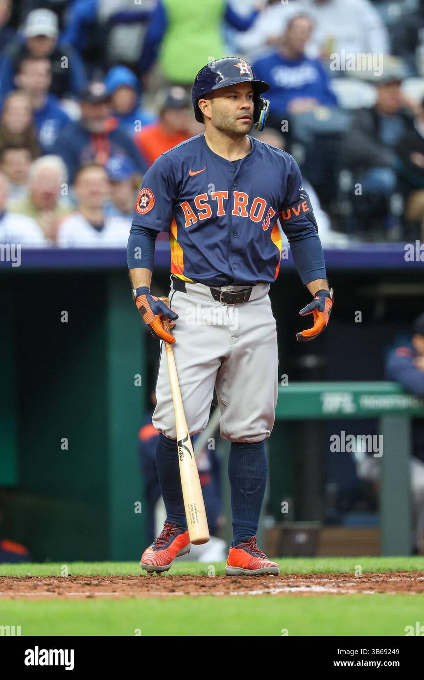 Kansas City, MO, USA. 26th Apr, 2025. Houston Astros left fielder Jose ...