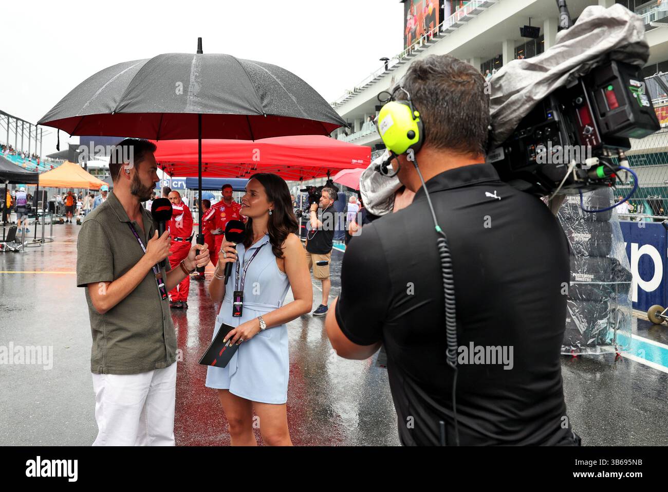 Miami, USA. 03rd May, 2025. (L to R): Chris Medland (GBR) F1 Presenter ...