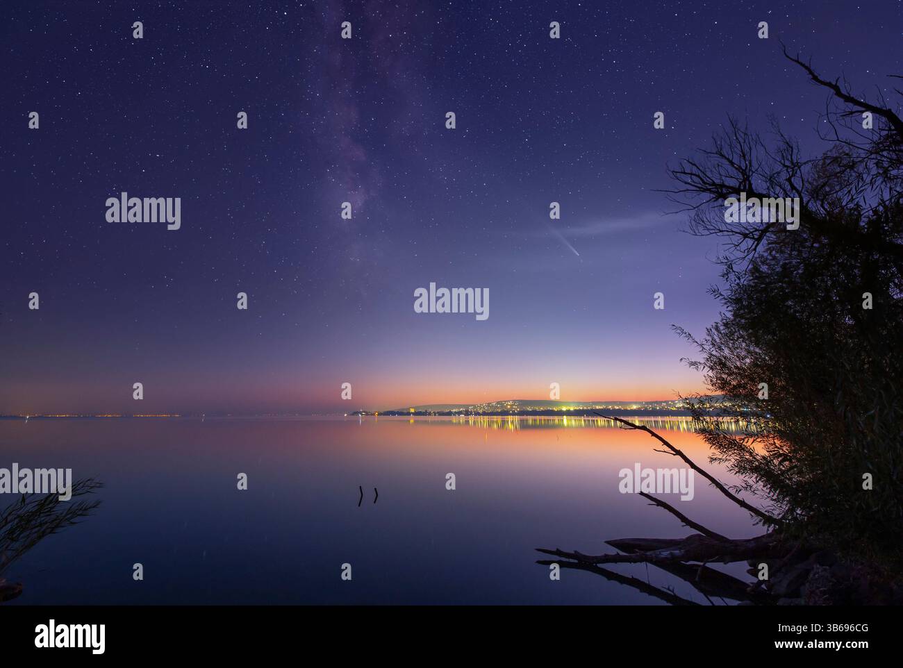 Comet C/2023 A3 (Tsuchinshan-ATLAS) over Lake Balaton, Hungary Stock ...