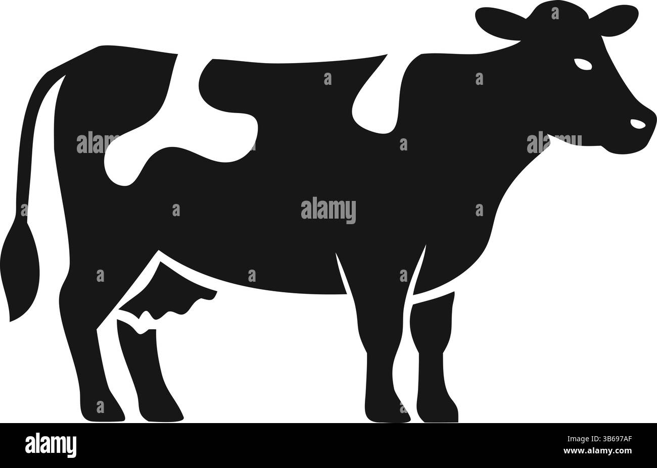 Black Cow Silhouette Vector Illustration Isolated on White Background ...