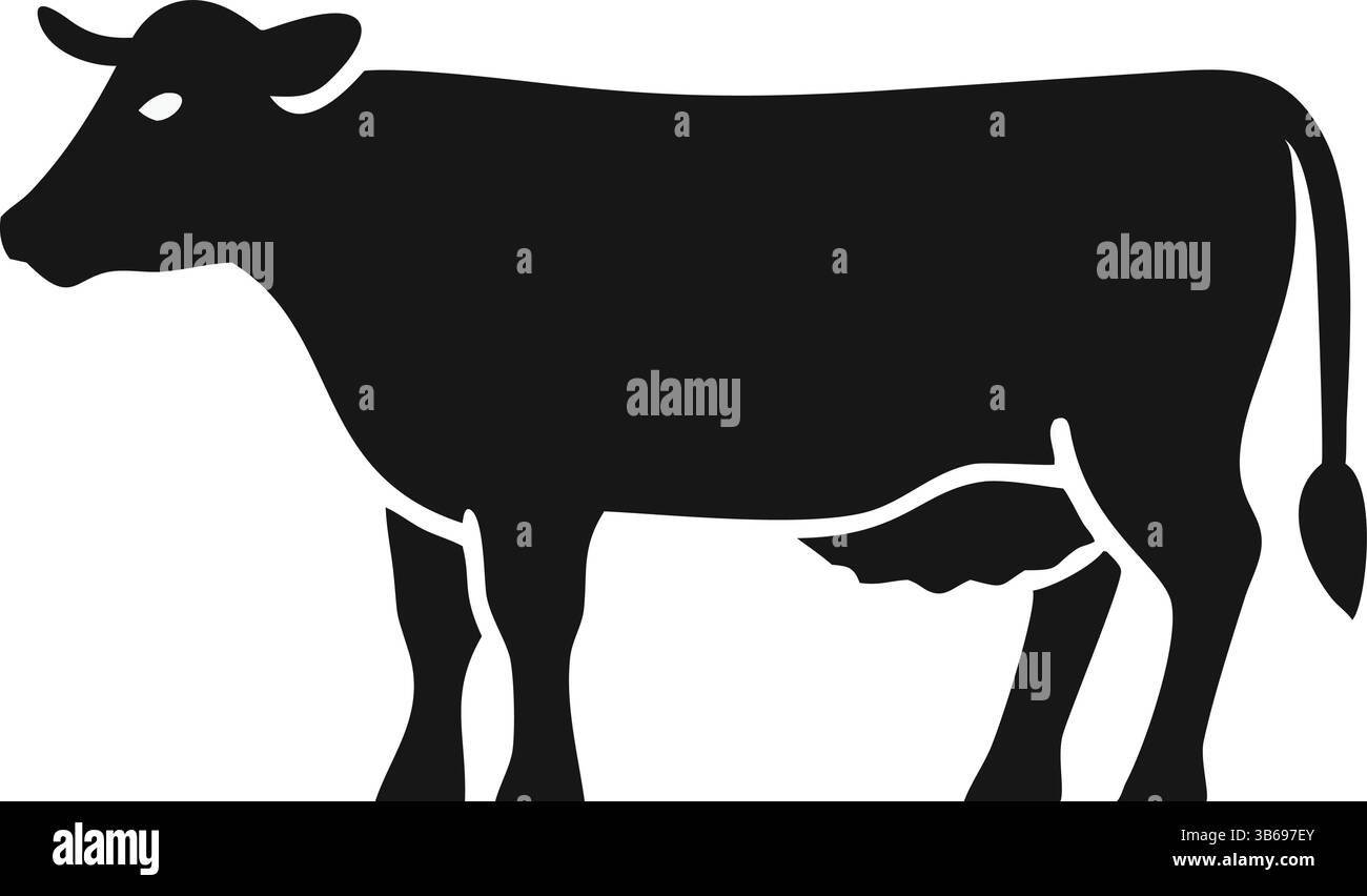 Black Cow Silhouette Vector Illustration Isolated on White Background ...