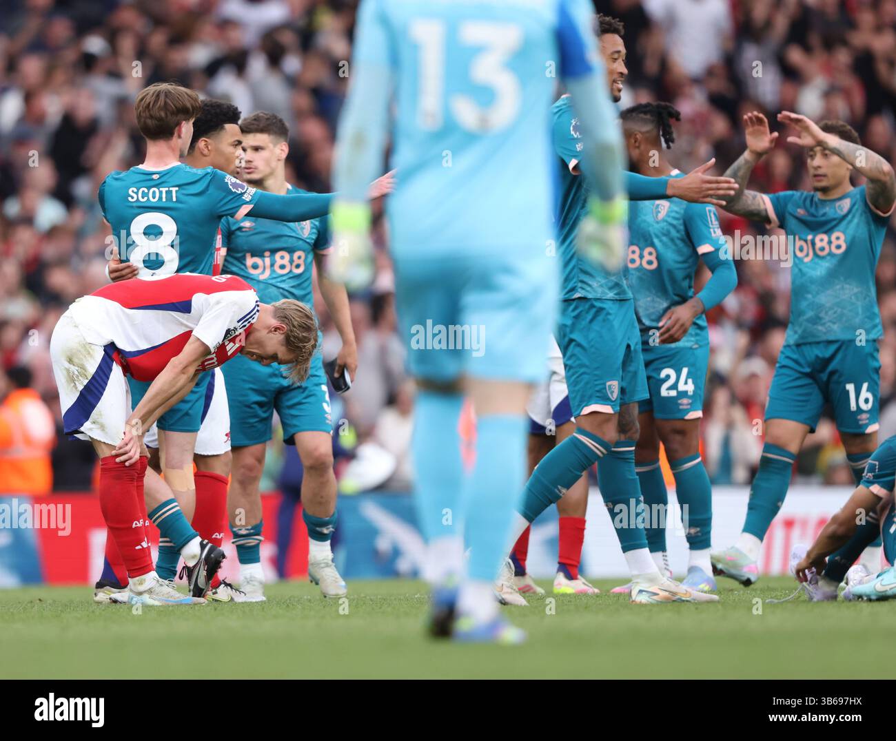 London, UK. 03rd May, 2025. Martin Odegaard (A) dejection at the Arsenal v AFC Bournemouth EPL ...