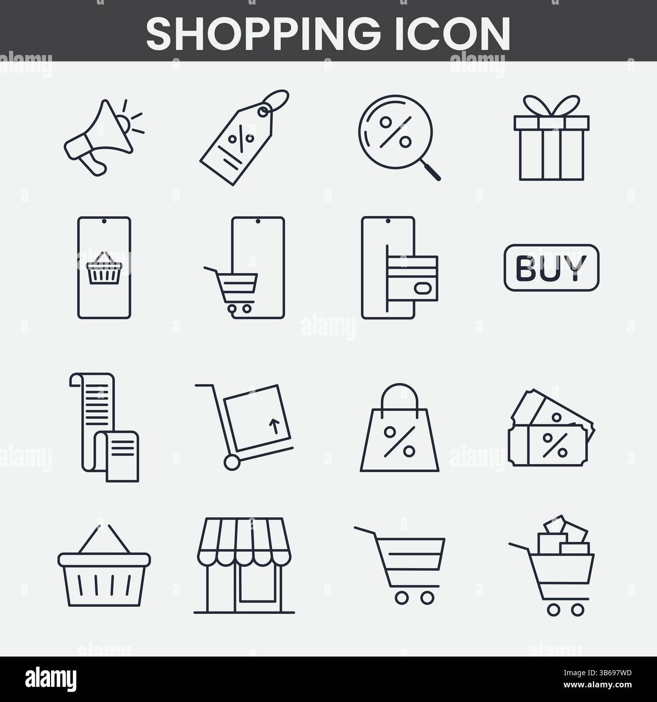 Minimalist E-commerce and Shopping Icons – Black and White Line Art ...