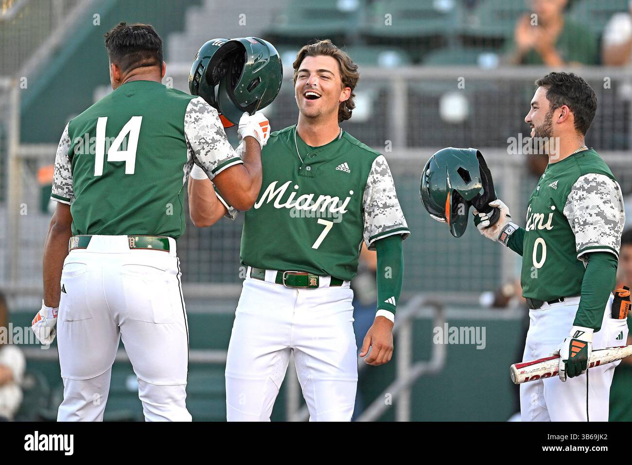 CORAL GABLES, FL - MAY 02: Miami outfielder Max Galvin (7) and ...