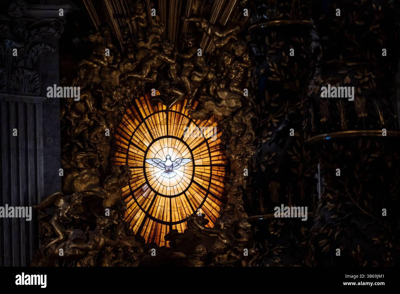 Glass decoration inside St. Peter’s Basilica. Cardinals attend the 4th ...