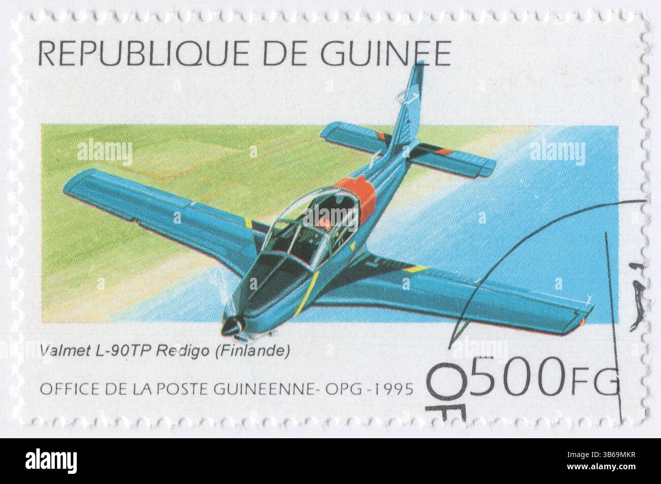 GUINEA - 1995 October 1: 500 franc postage stamp depicting Valmet L-90 ...