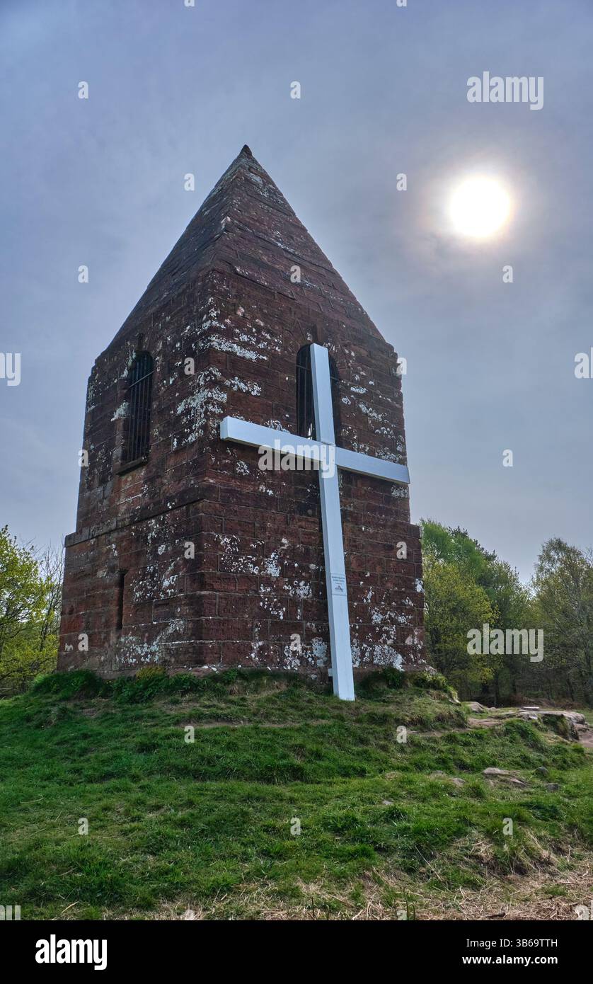 Beacon Tower with Easter Cross, Beacon Hill, Penrith, Cumbria Stock ...