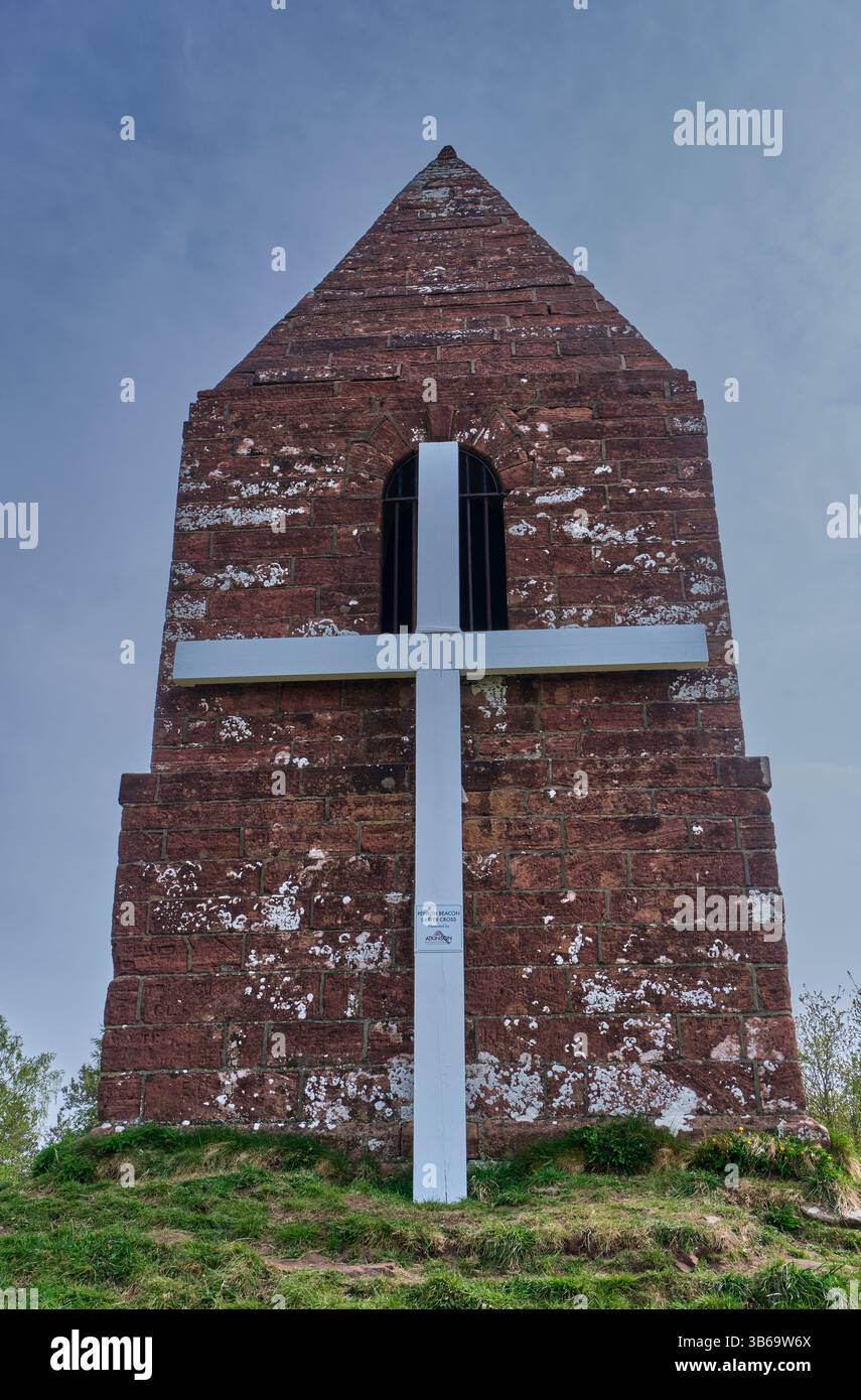 Beacon Tower with Easter Cross, Beacon Hill, Penrith, Cumbria Stock ...