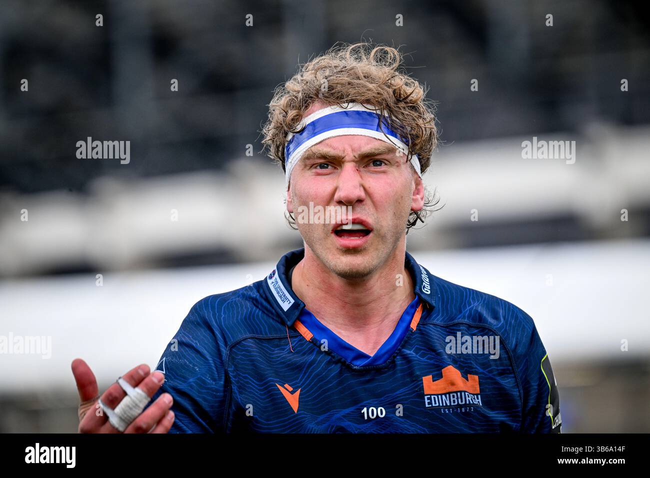 Jamie Ritchie looks for some vocal support from the fans Stock Photo ...