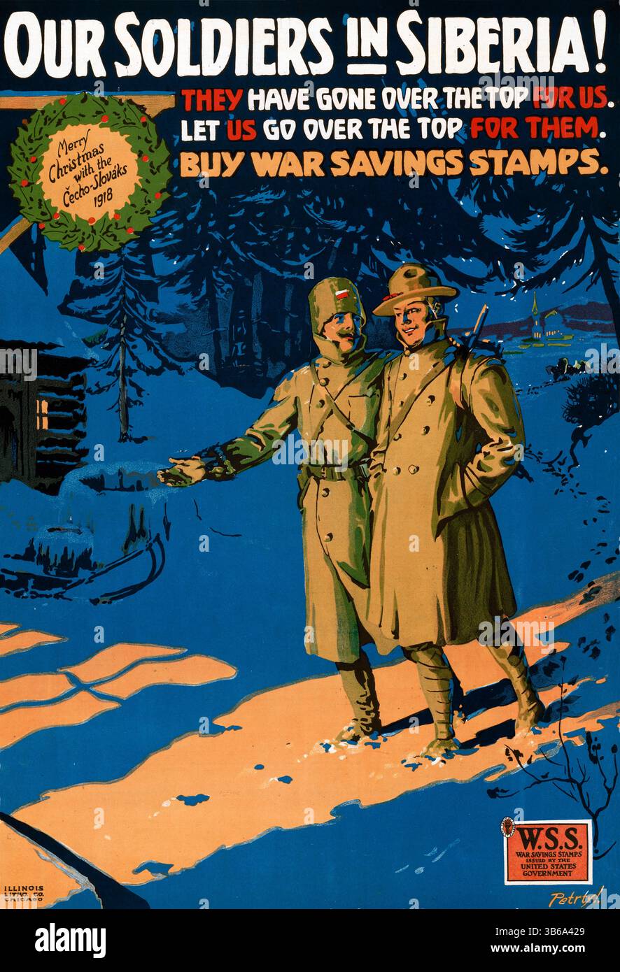 World War I propaganda poster of American and Czech/Slovak soldier ...