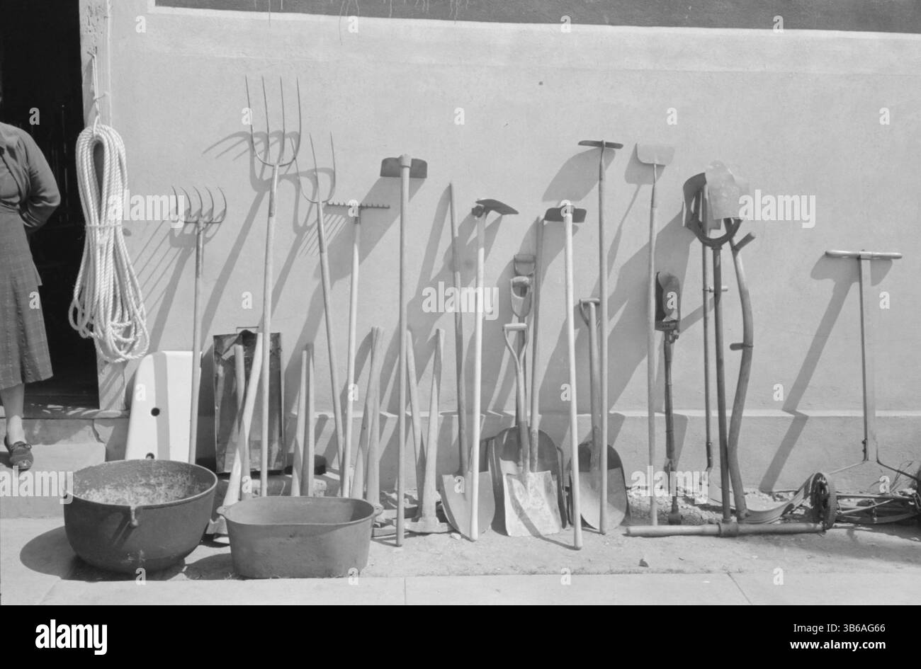 Display of gardening tools, San Antonio, Texas, 1939 Stock Photo - Alamy