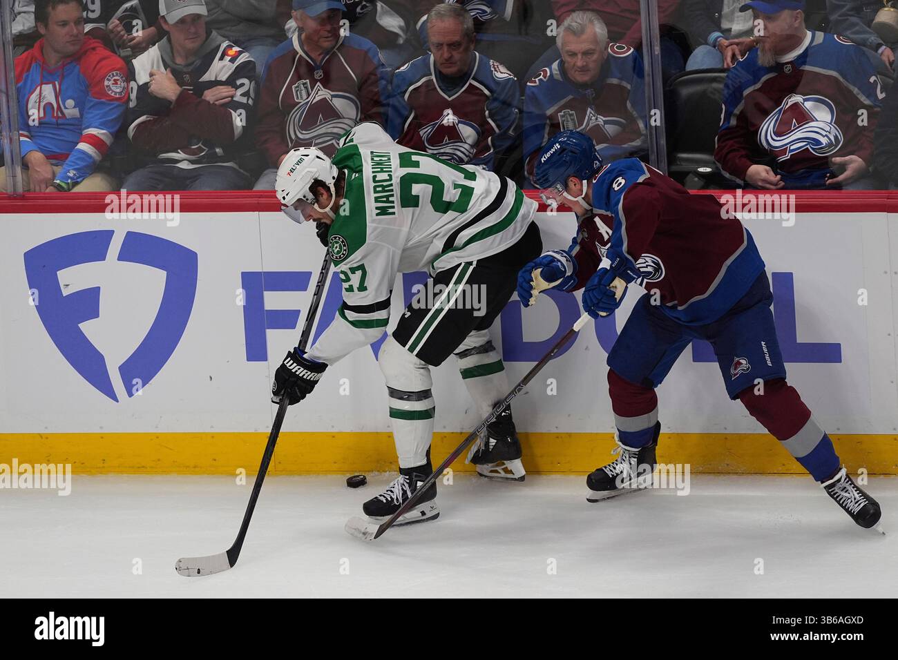 Dallas Stars left wing Mason Marchment (27) and Colorado Avalanche ...