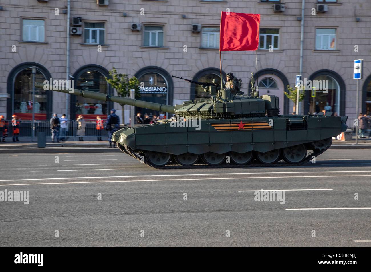 Moscow, Russia. 3rd May, 2025. Russian armoured vehicles roll along the ...