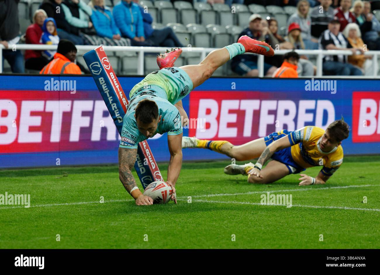 St Helens Deon Cross scores a try but is disallowed during the Betfred ...