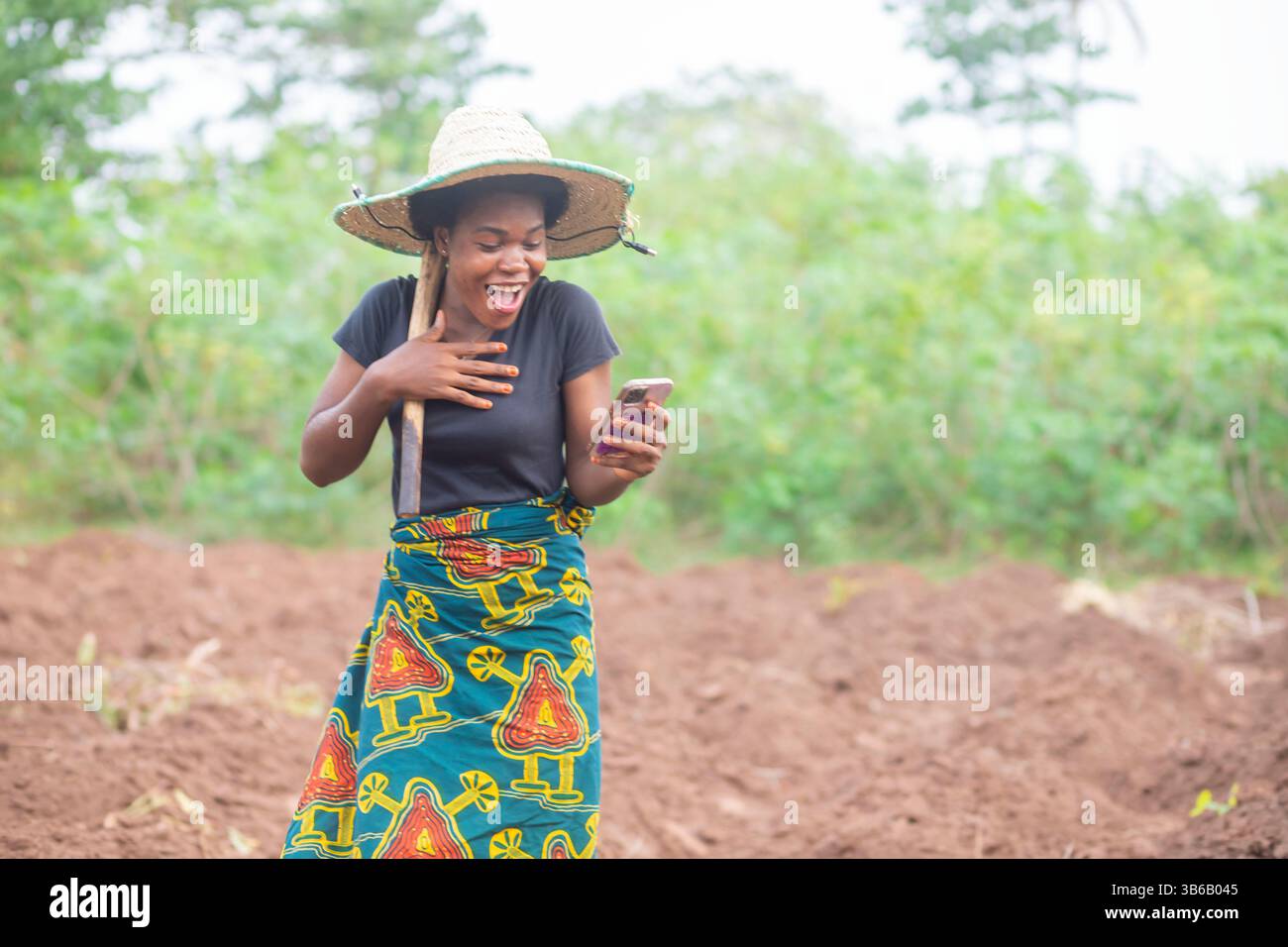 female african local farmer feeling excited about what she saw on her ...