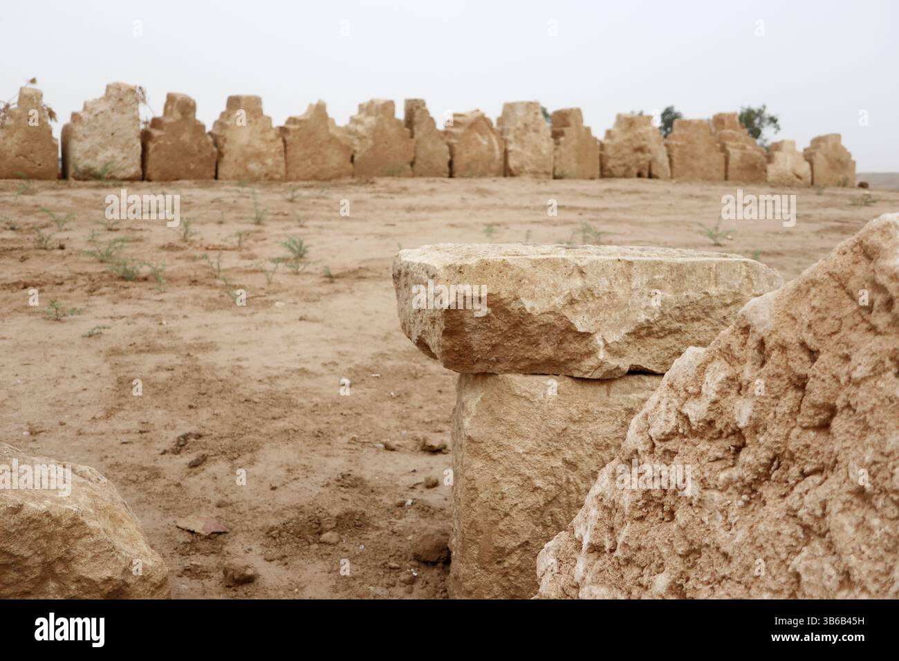 Rebuilt ancient Assyrian walls of Nineveh, Mosul, Iraq, on May 2 2025 ...