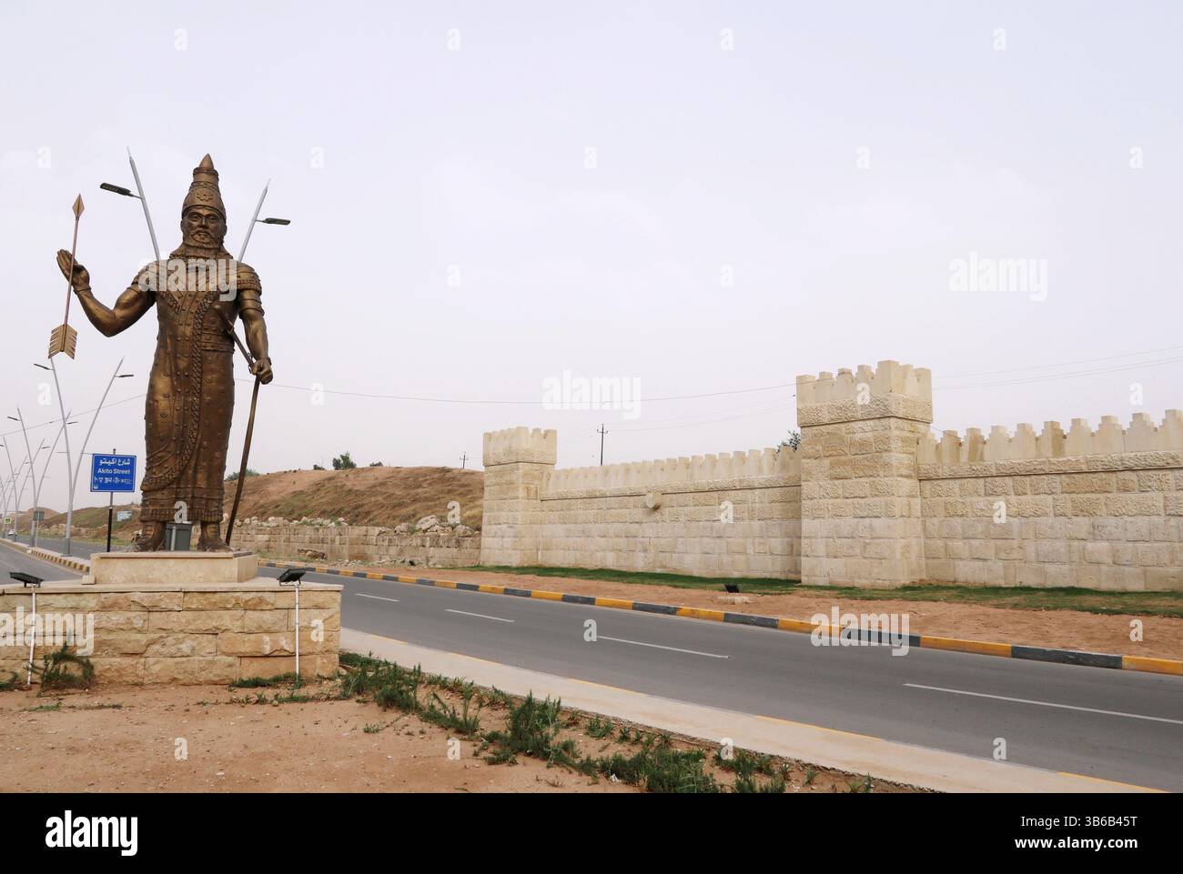 Mosul, Iraq. 02nd May, 2025. Rebuilt ancient Assyrian walls of Nineveh ...