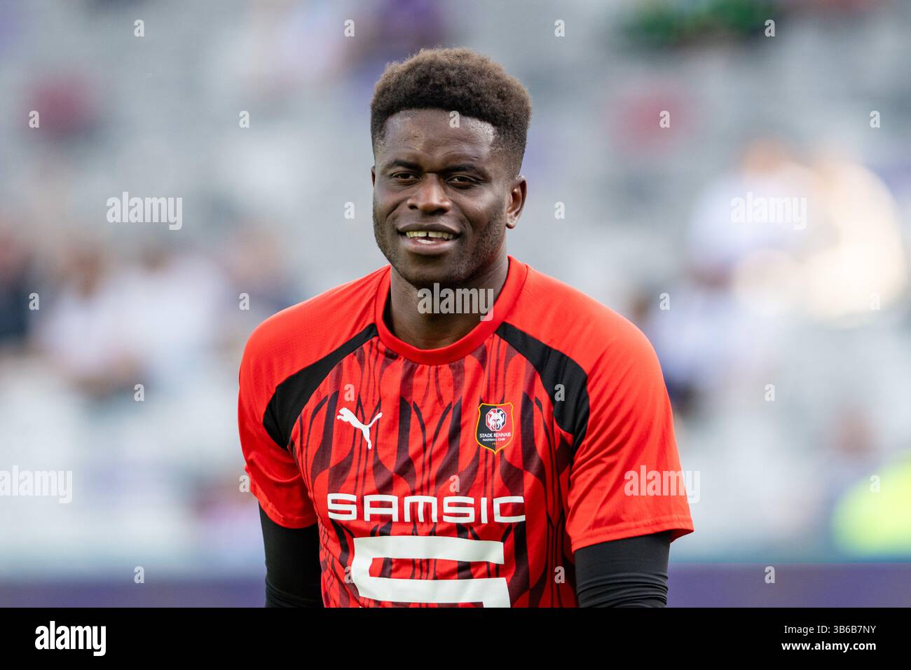 Brice Samba of Rennes warming up before the French championship Ligue 1 ...
